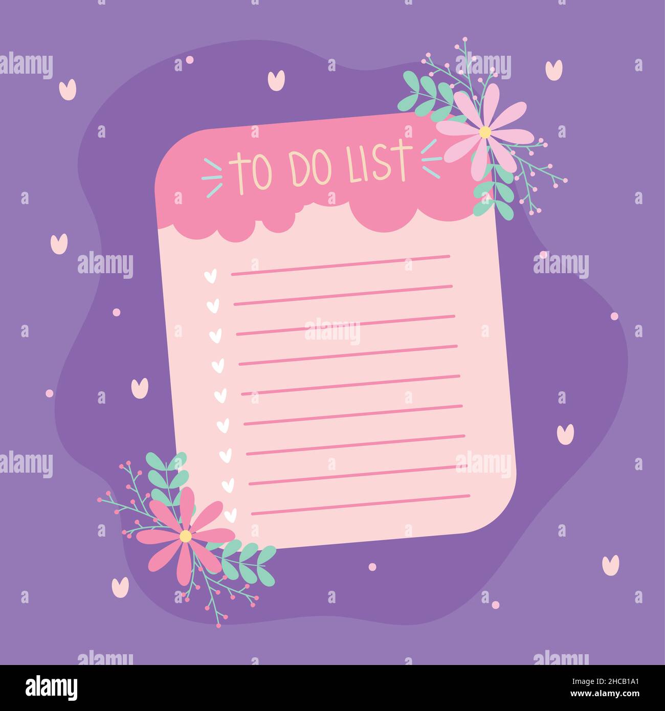 pink to do list with decorative flowers illustration Stock Vector Image ...