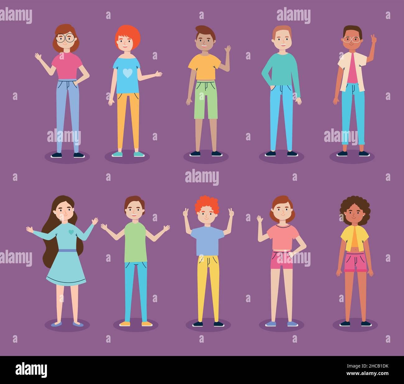 cartoon young people icon set Stock Vector Image & Art - Alamy