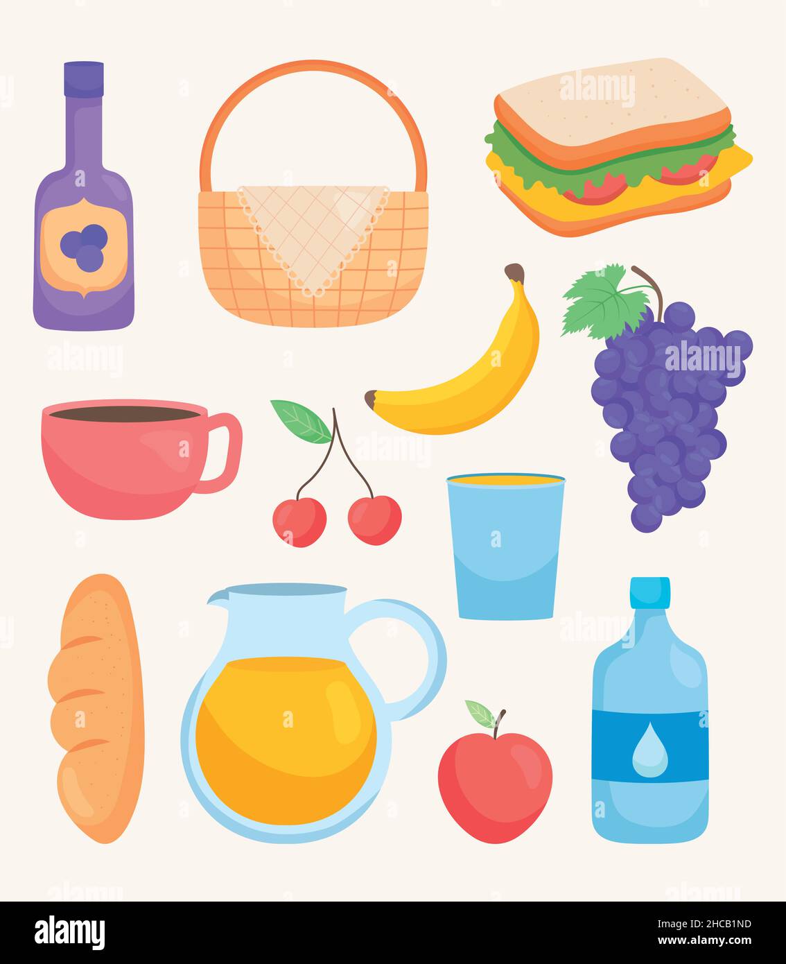 picnic food icon set on white background Stock Vector Image & Art - Alamy