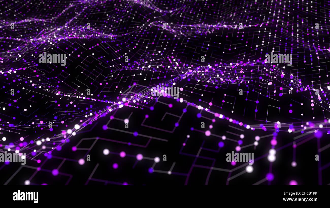 Blue and Orange Wavy Particle Surface Stock Photo - Alamy