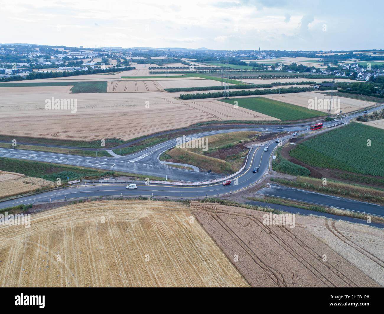 Aerial photograph of road cross under construction. building new ...