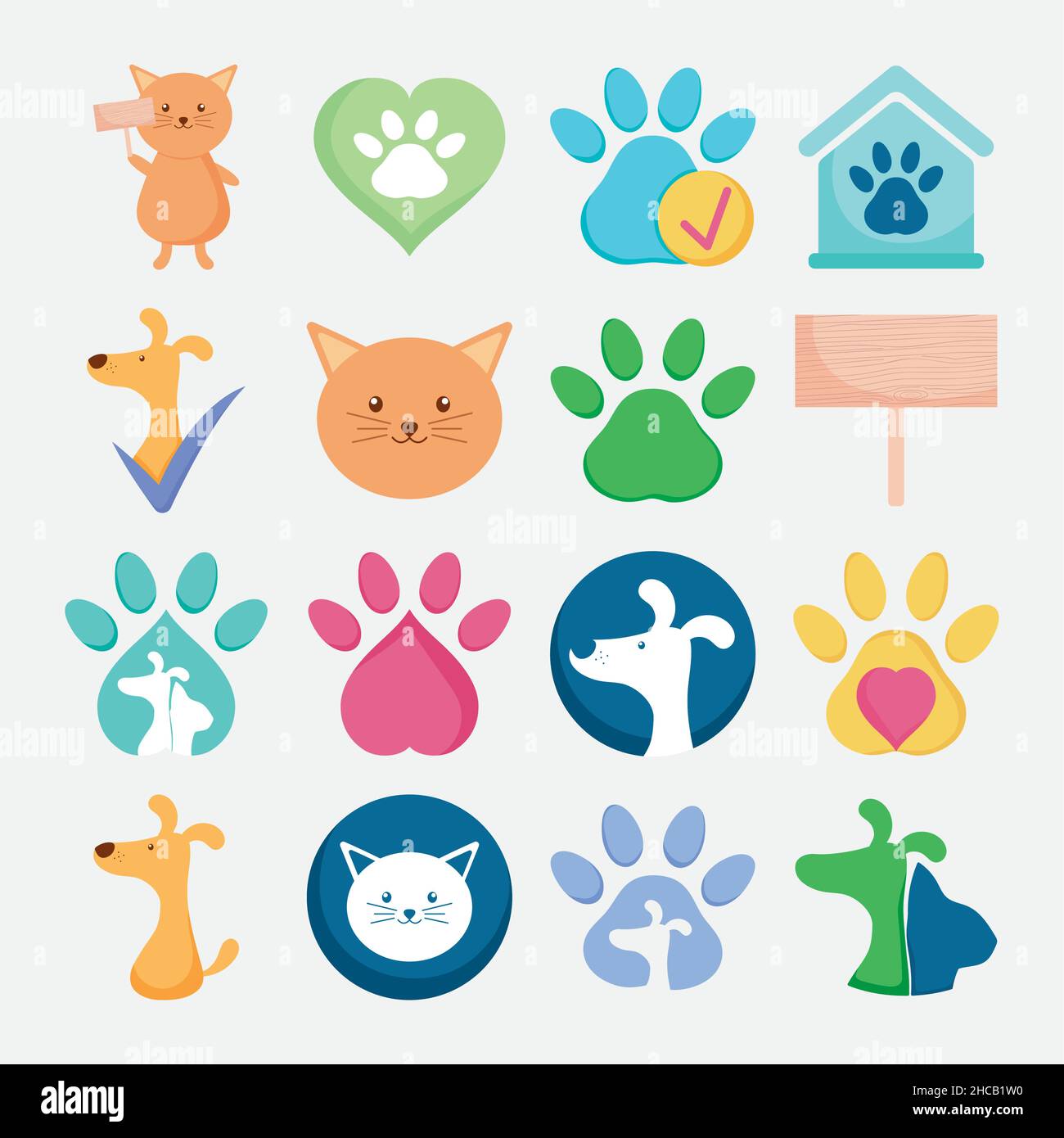 pets and footprints icon set Stock Vector Image & Art - Alamy
