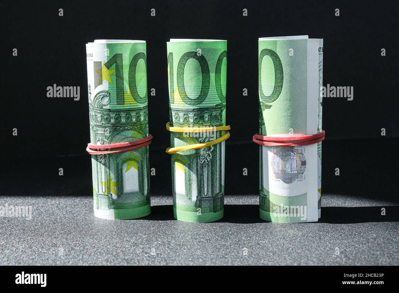 Close up of Euro money roll. Euro banknote set cash money - EU currency ...