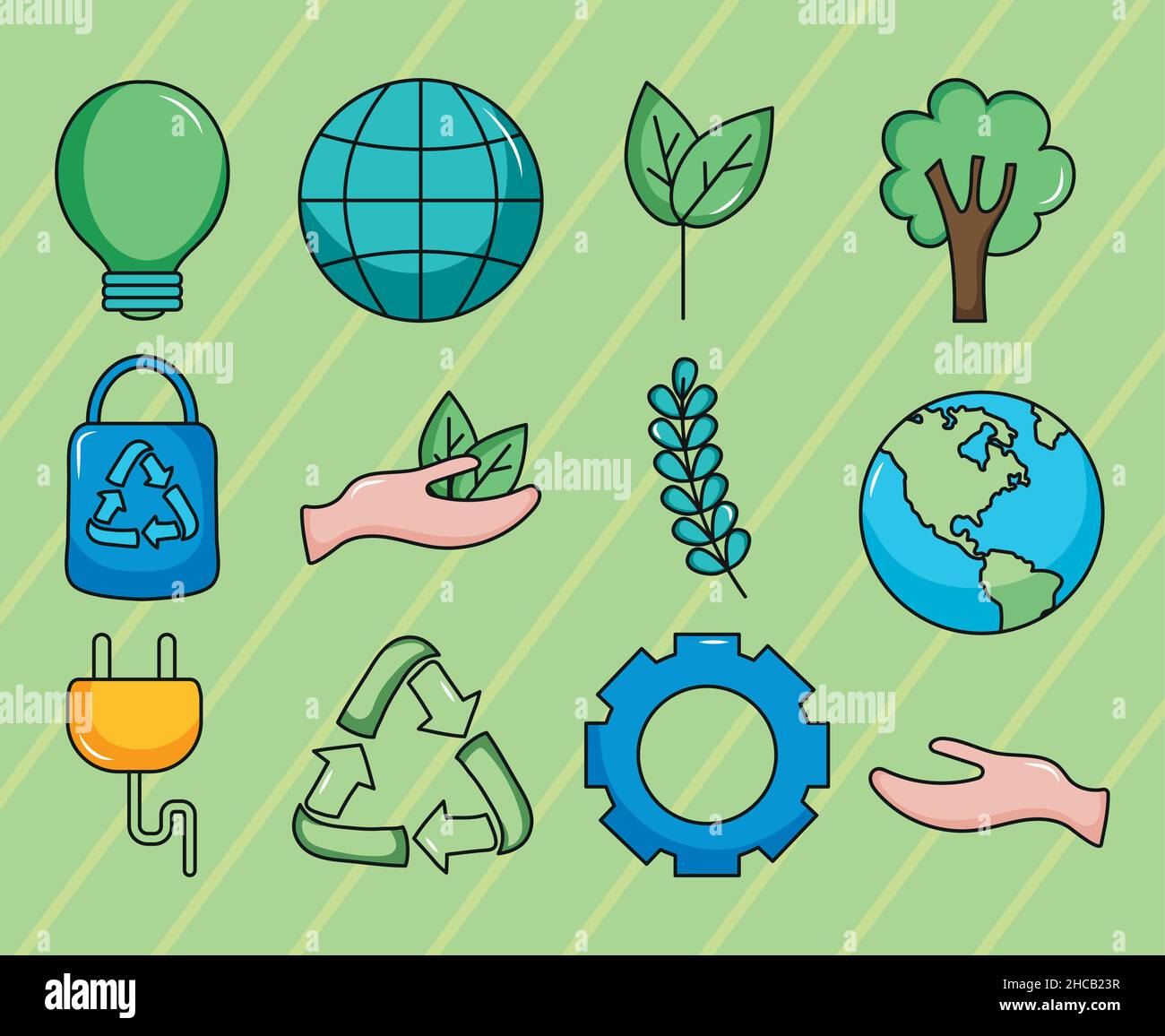 eco friendly icon set on green background Stock Vector Image & Art - Alamy