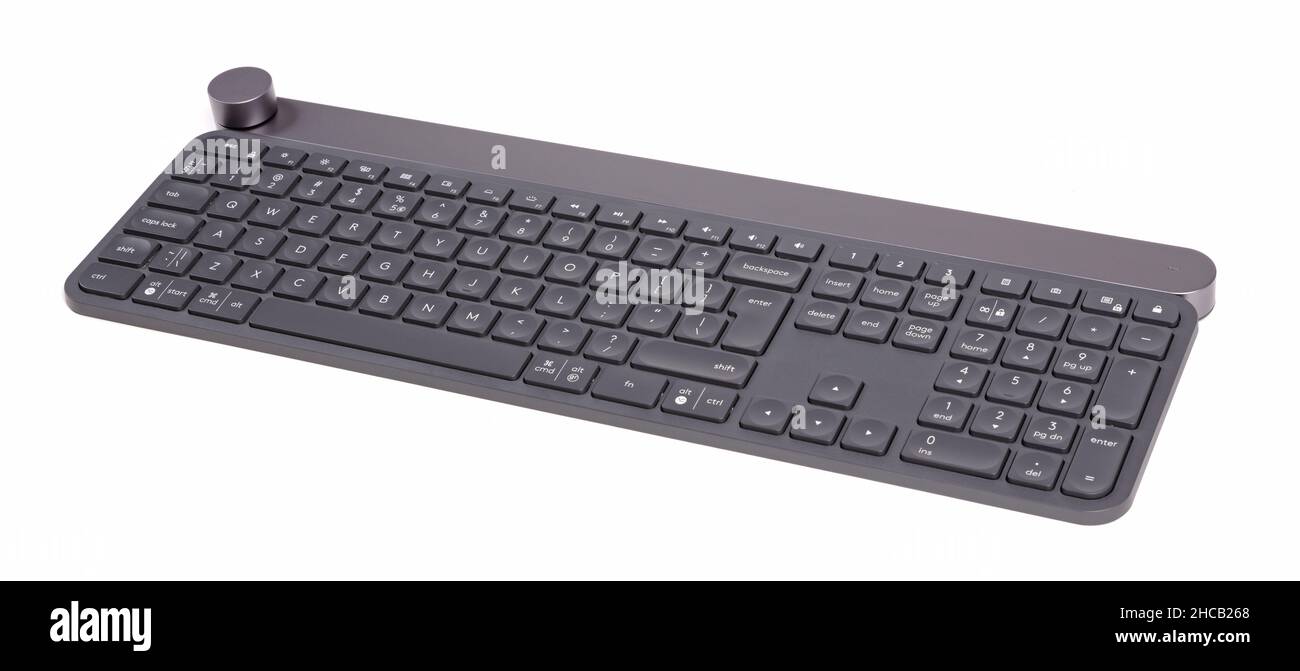 Modern computer keyboard isolated on white background Stock Photo - Alamy