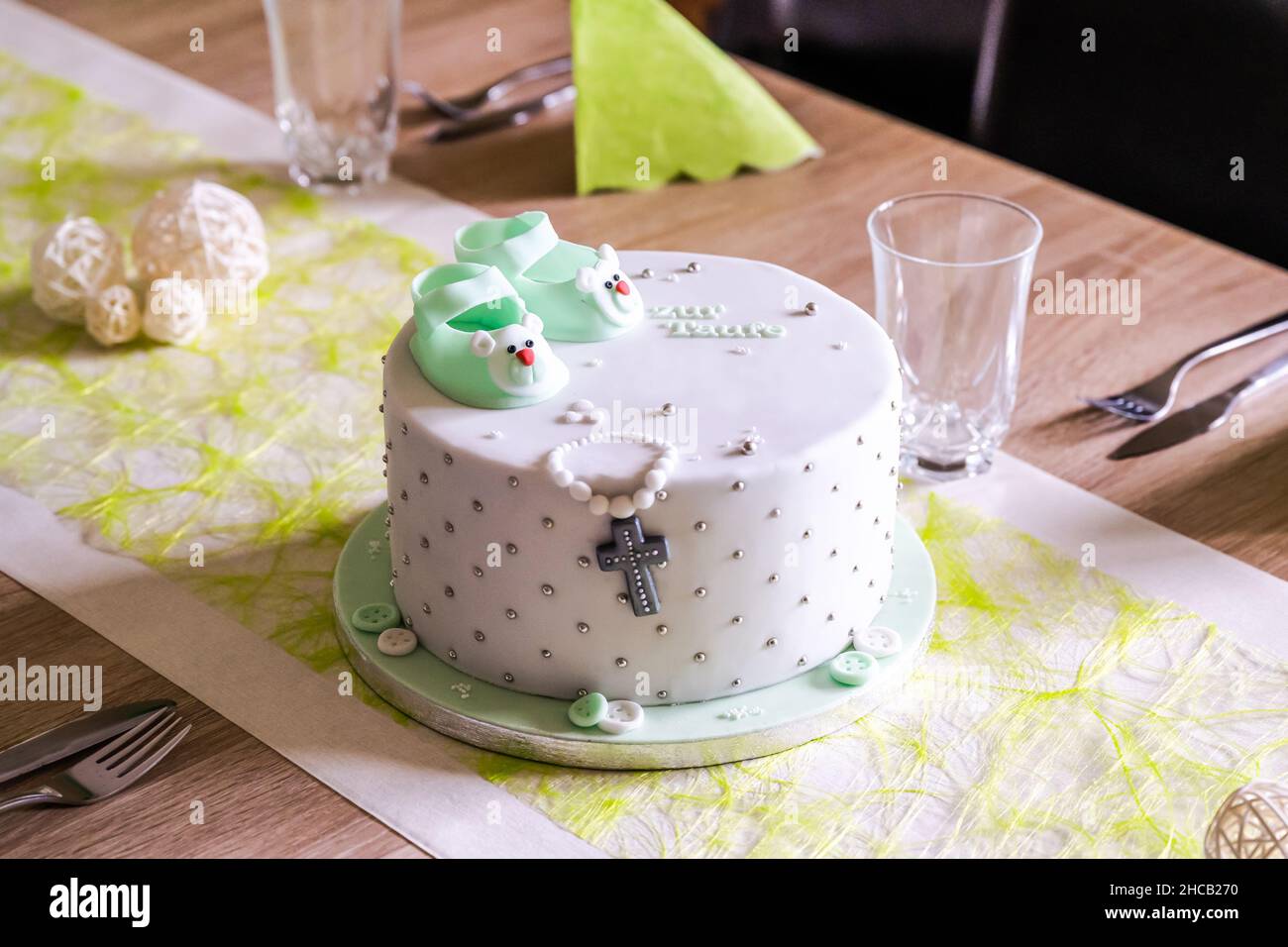 The inscription on cake Baptism beautiful children's cake Culinary ...