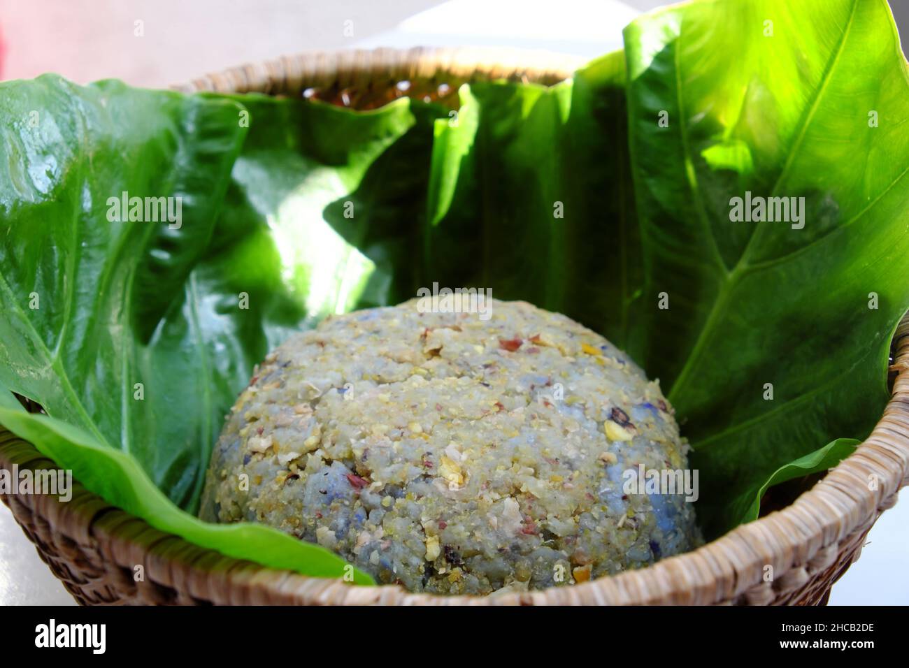 Top view Vietnamese homemade sticky rice with sesame salt for cheap and ...