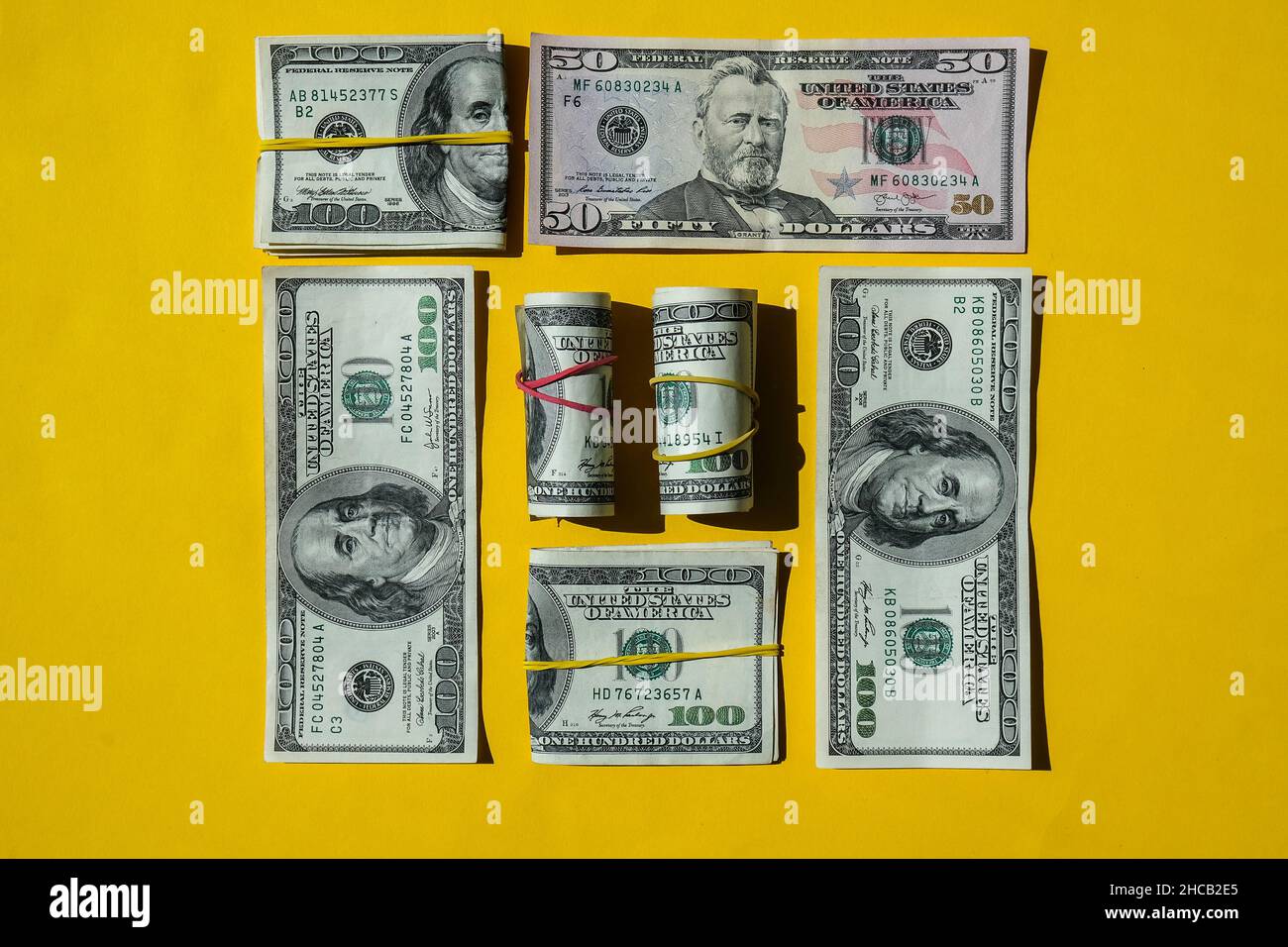 Us dollar bills are creative layout. Business concept, development ...
