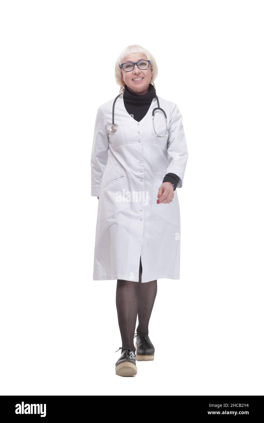 Qualified female doctor walking hi-res stock photography and images - Alamy