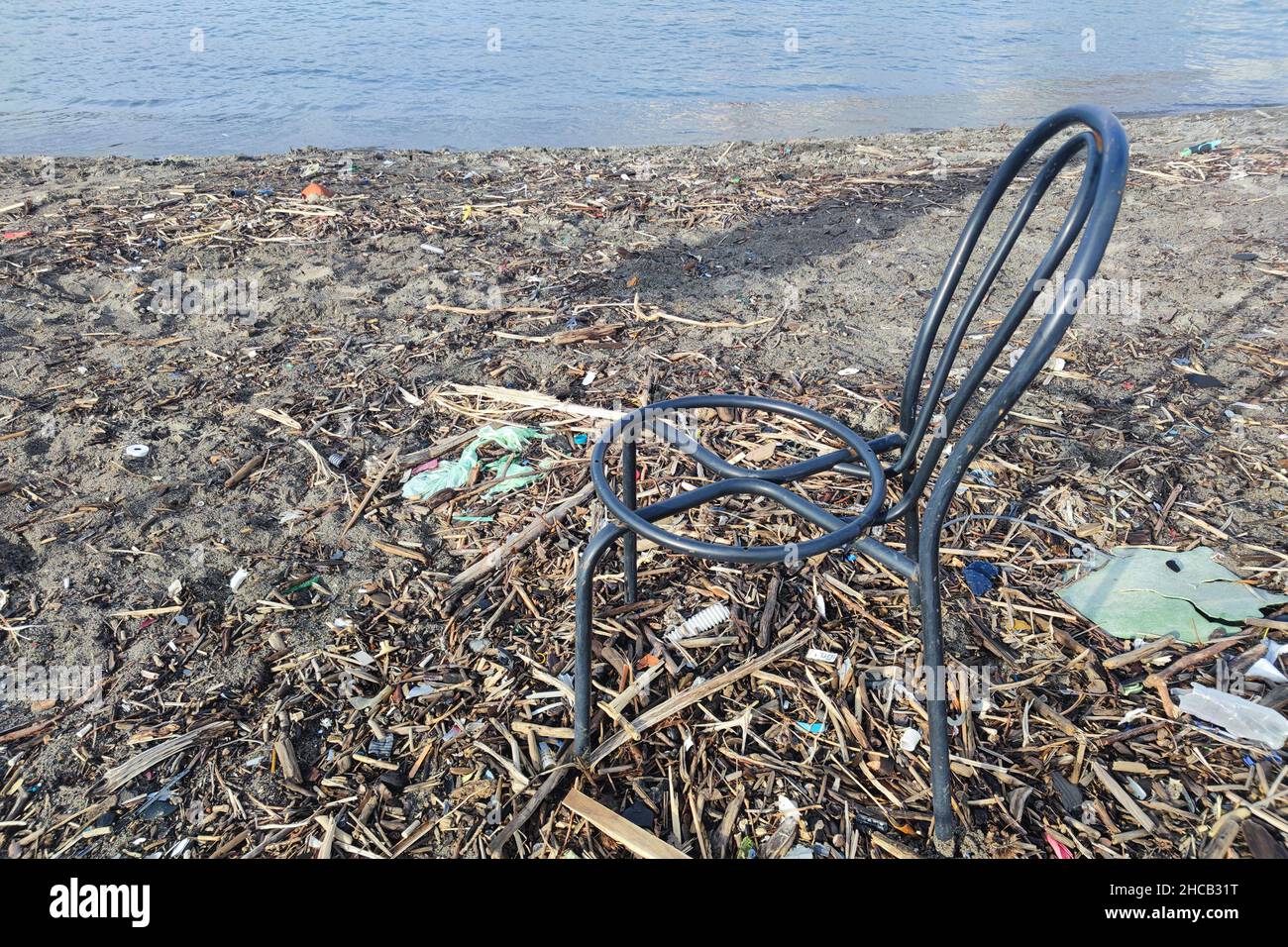 Plastic waste rubbish garbage on the sandy beach Stock Photo - Alamy