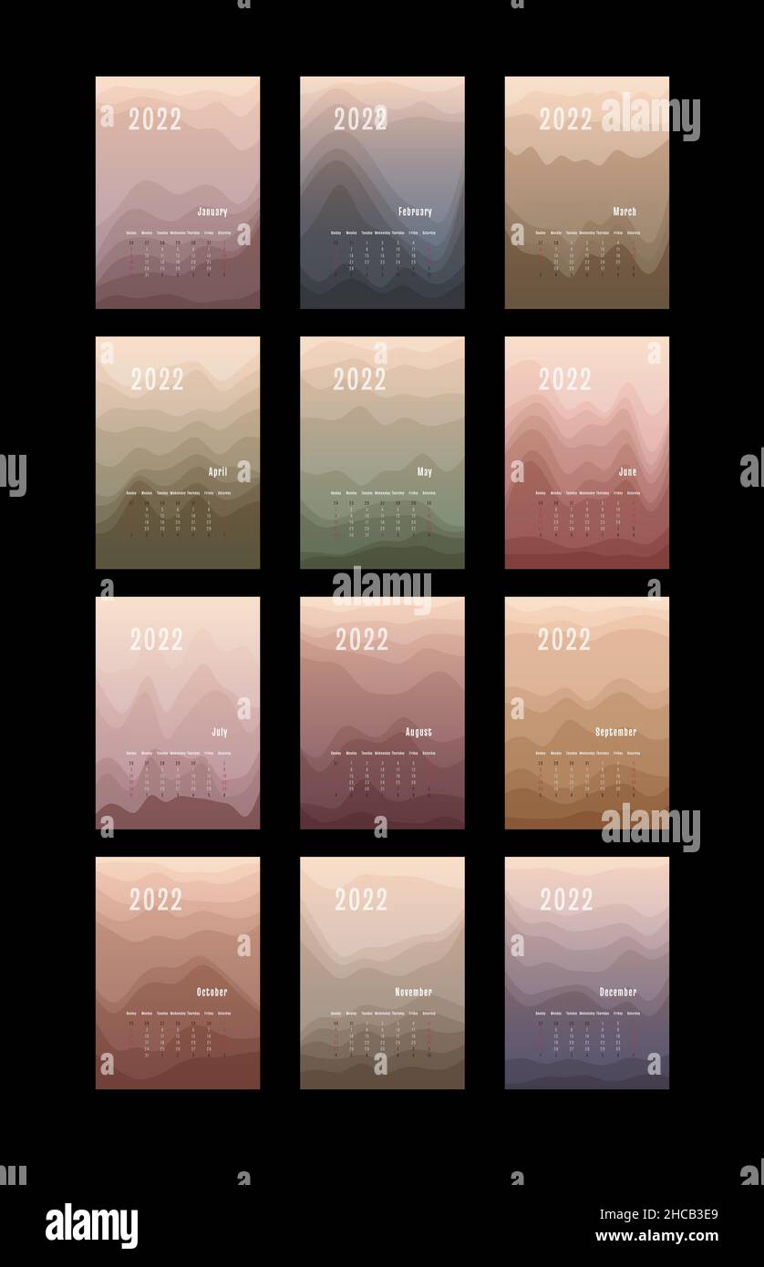 2022 vertical calendar every month separately. monthly personal planner ...