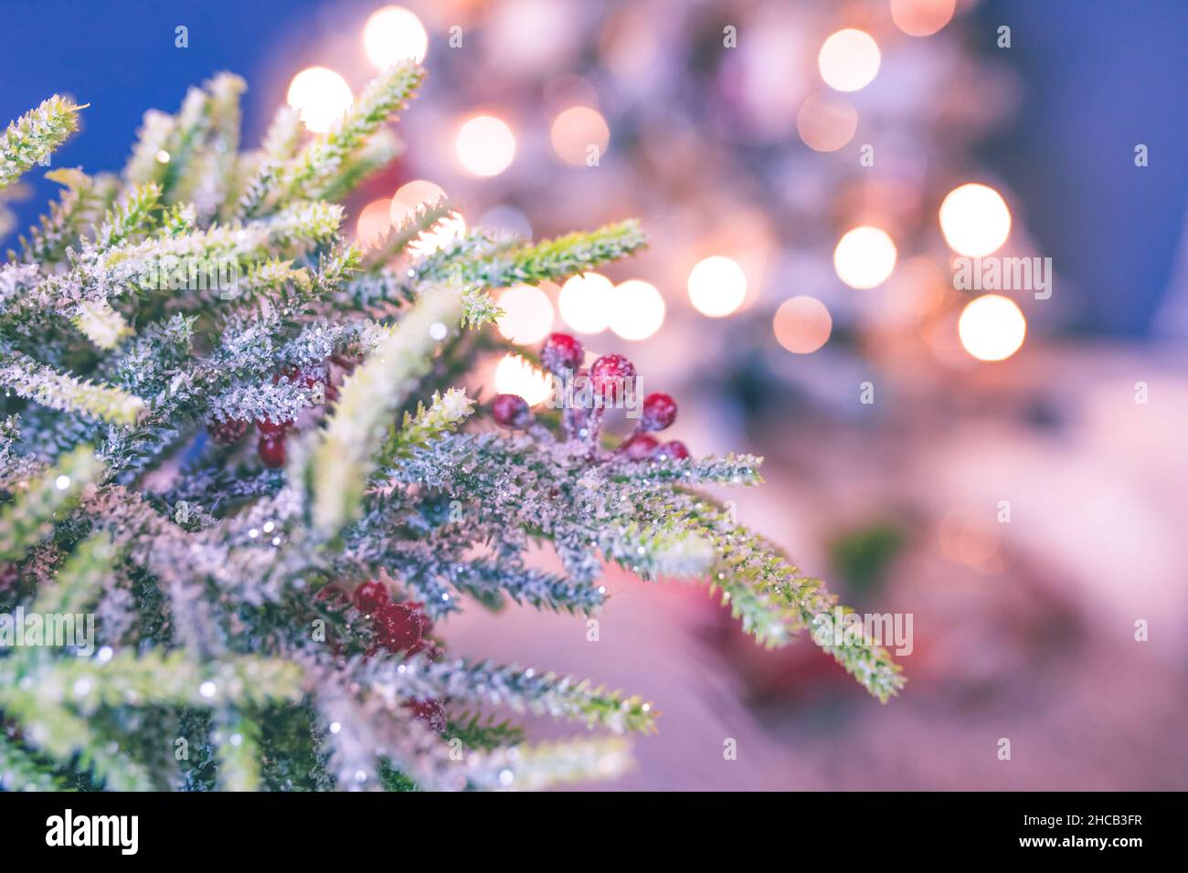 Magic holiday background with christmas decorations and sparkling ...