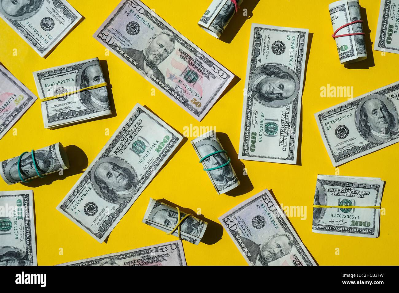 Us dollar bills are creative layout. Business concept, development ...