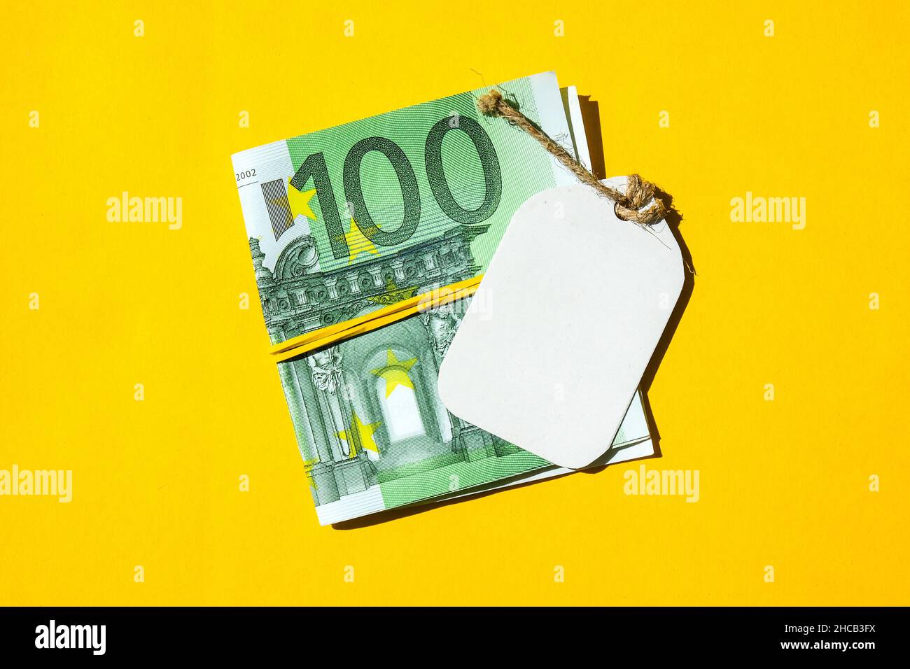 Euro banknote with paper note for copy space. Savings investment ...