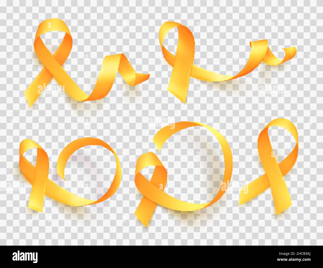 Big set of various realistic gold ribbons over transparent background ...