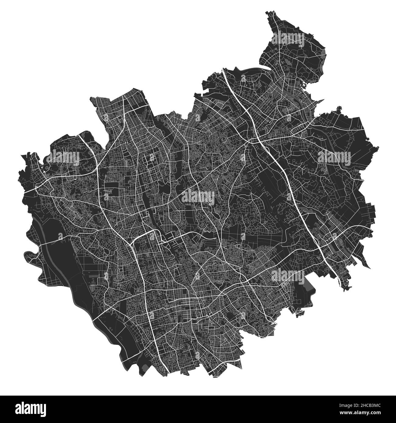 Saitama map. Detailed vector map of Saitama city administrative area ...