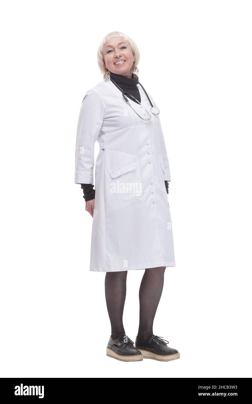qualified female medical doctor. isolated on a white background Stock ...