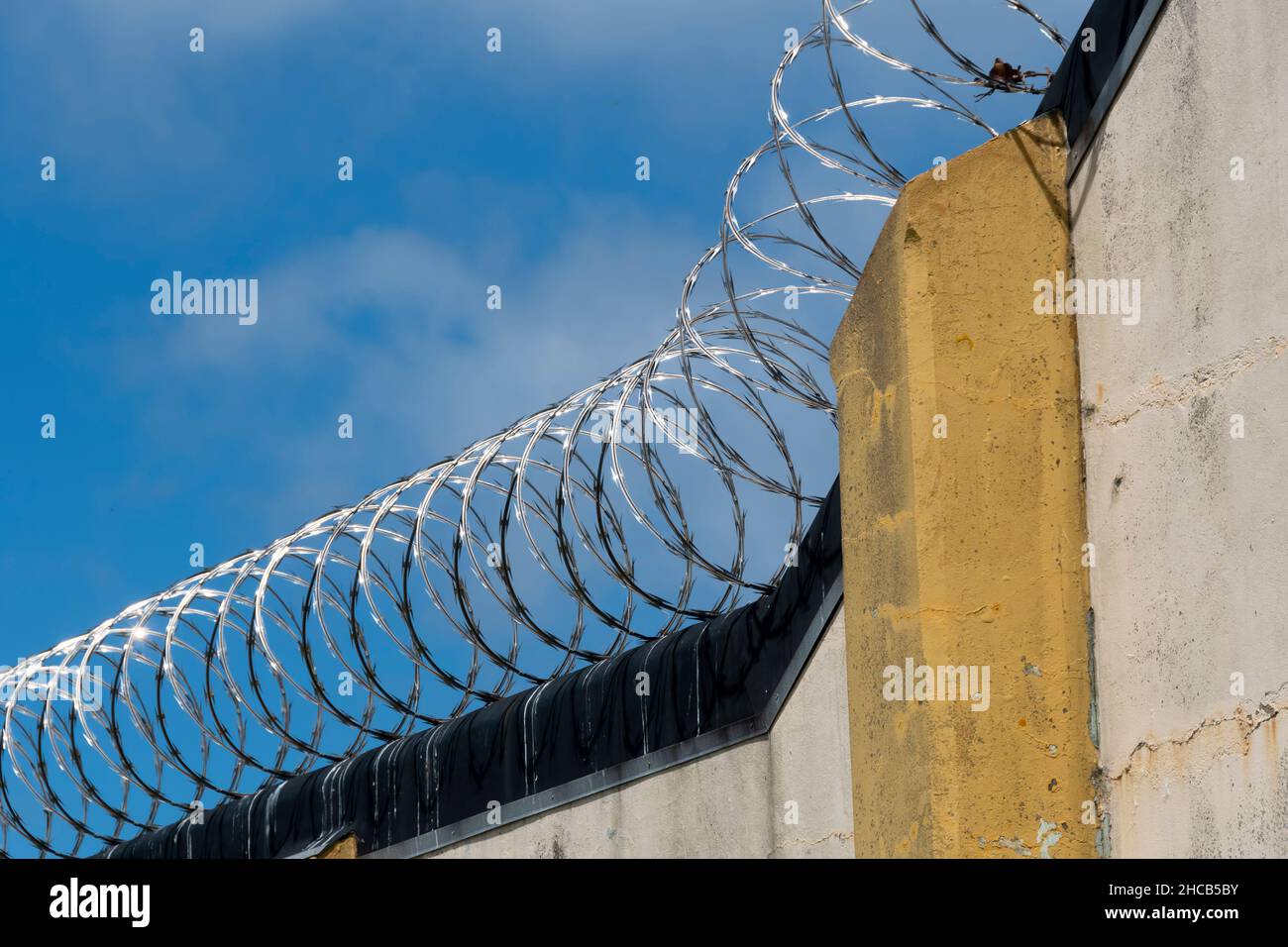 Razor wire topped walls at Mount Crawford, a disused prison, Miramar ...