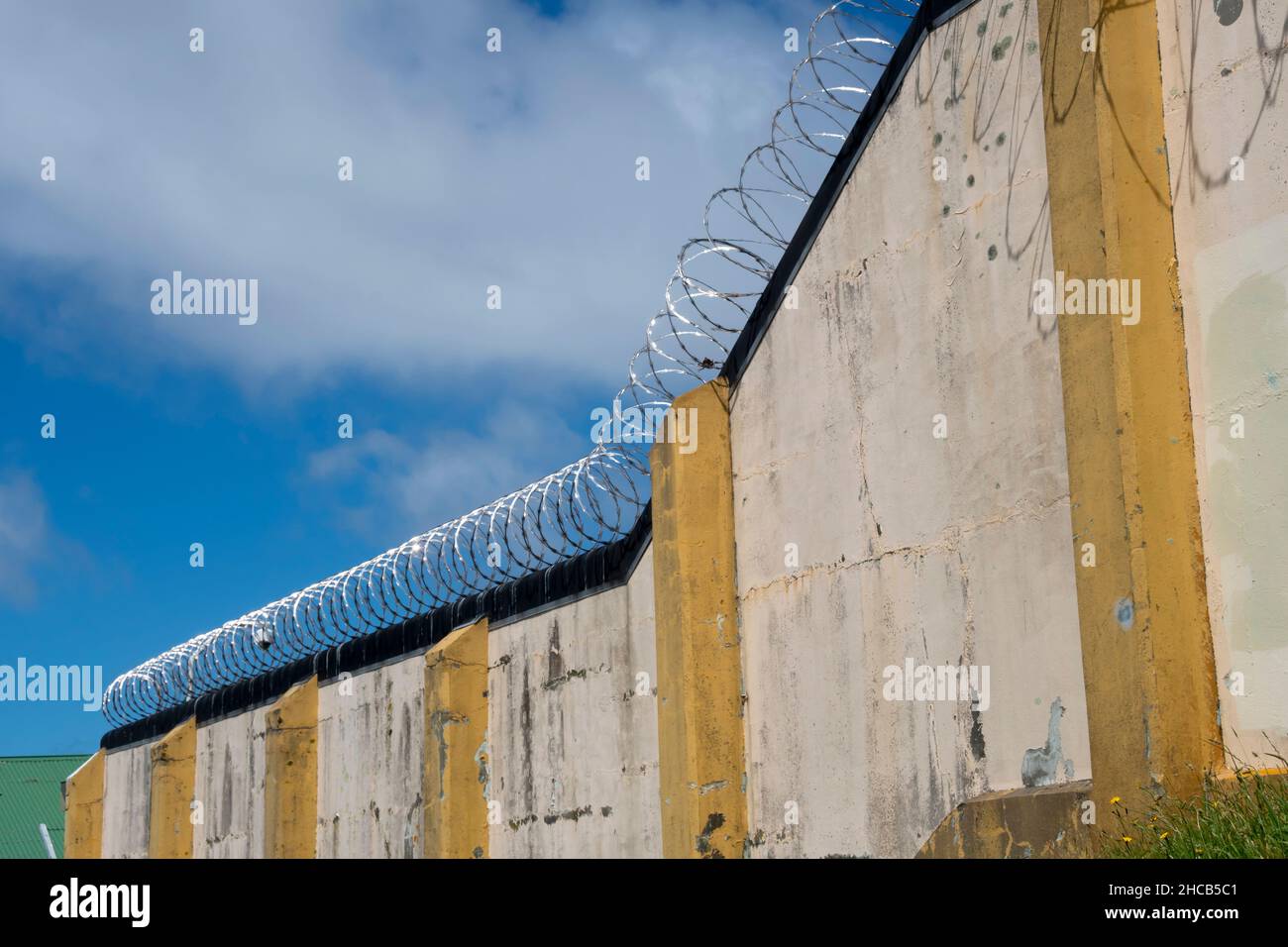 Razor wire topped walls at Mount Crawford, a disused prison, Miramar ...