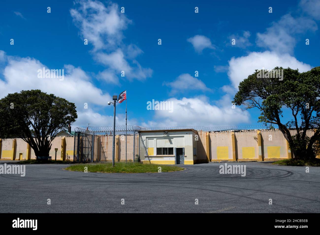 Razor wire topped walls at Mount Crawford, a disused prison, Miramar ...