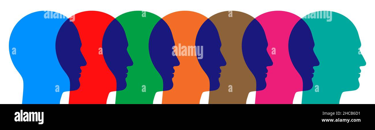Human relations concept vector illustration, with overlapping colorful ...