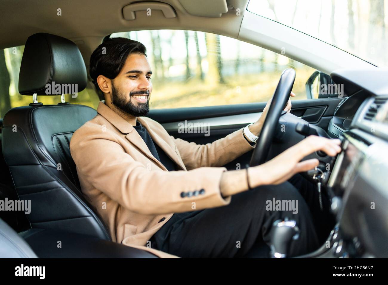 Man Using Gps Navigation System In Car to travel Stock Photo - Alamy