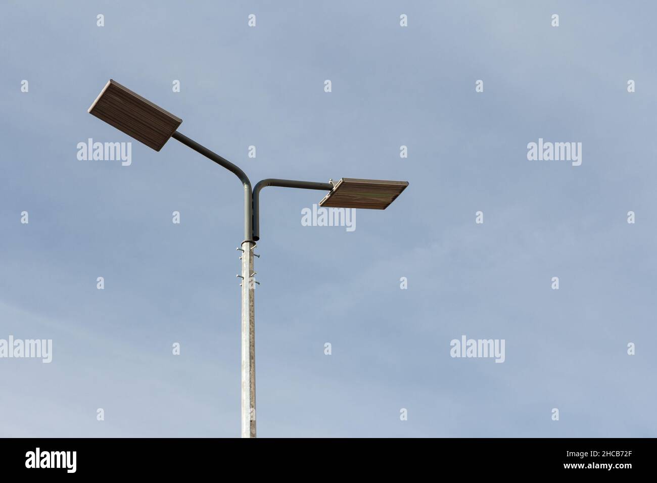 A modern street LED lighting pole. Modern LED lighting for streets and ...