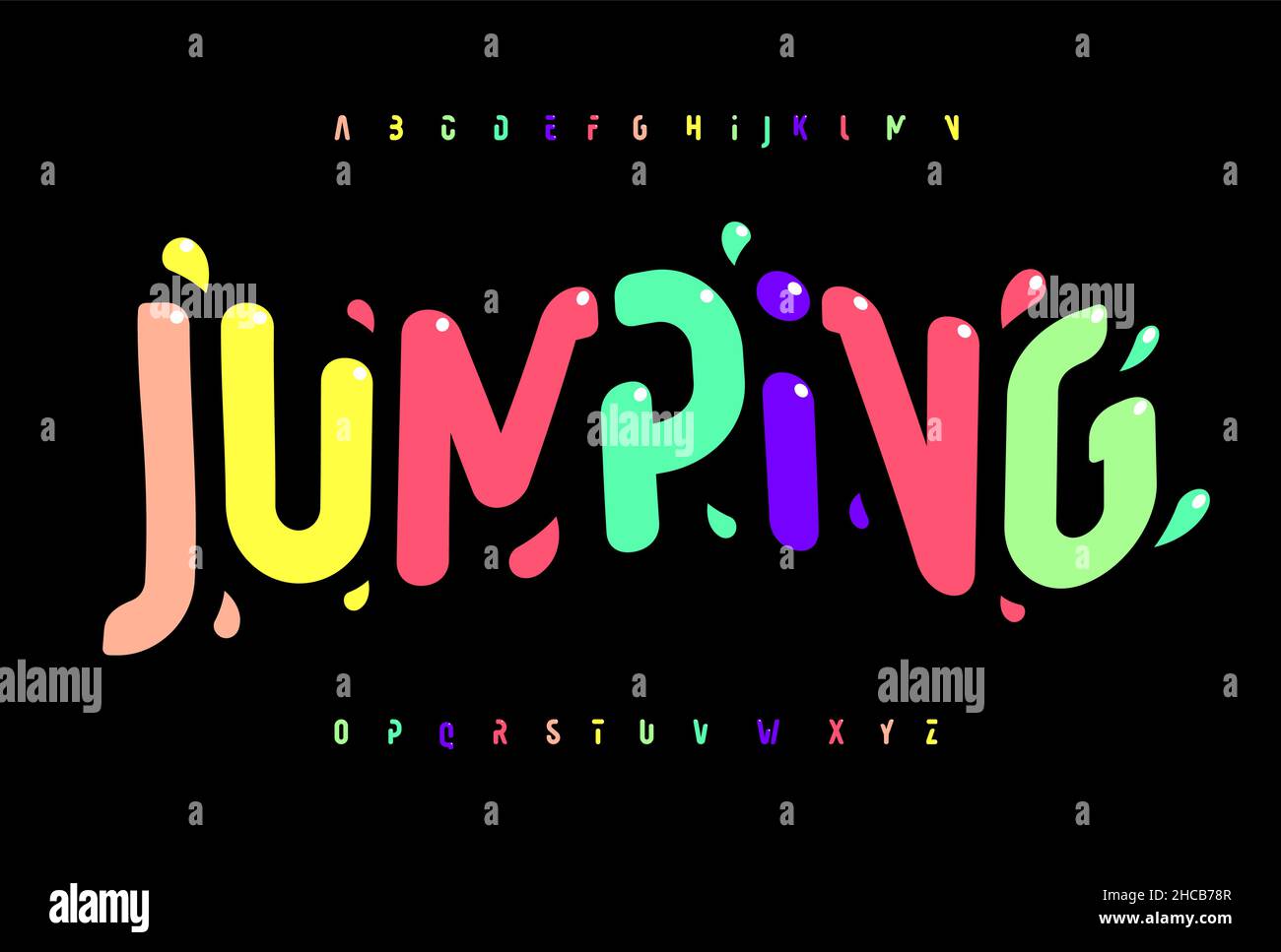 Organic rounded font high alphabet, smooth tall pastel colorful ...