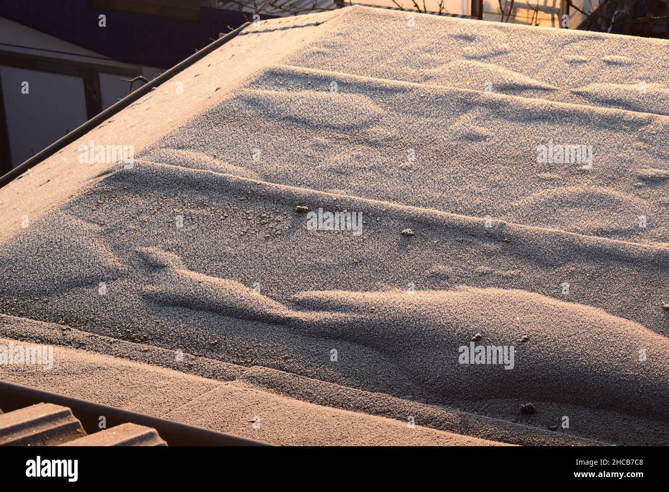frozen roof with very thin slippery ice Stock Photo - Alamy