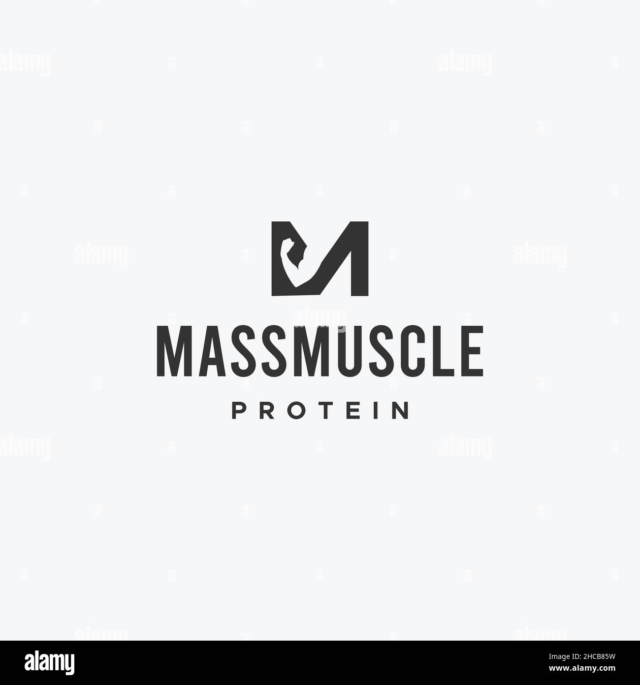 Flat Letter Mark Initial M MASS MUSCLE Logo design Stock Vector Image ...