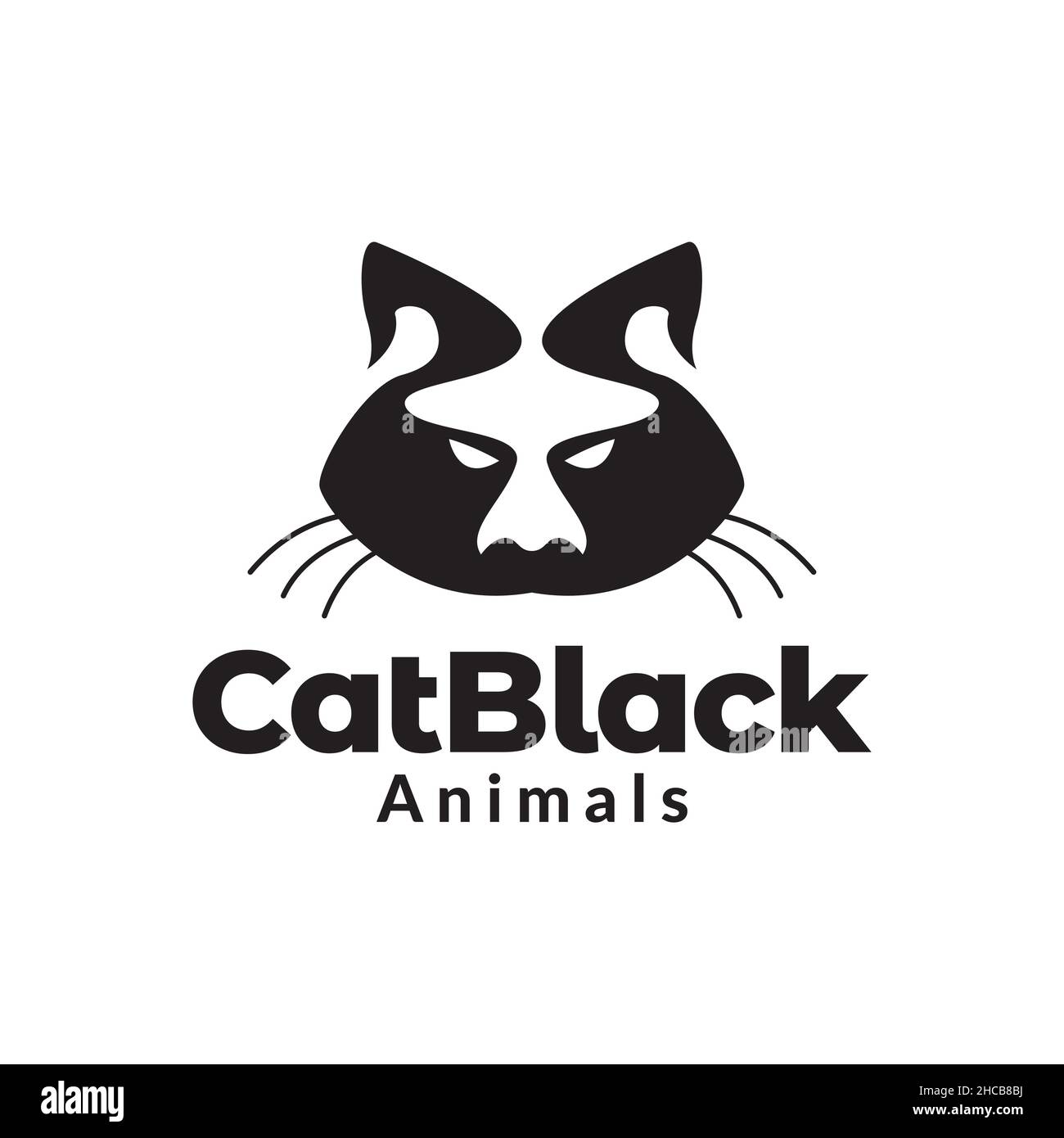 face cat black fat logo design vector graphic symbol icon sign ...