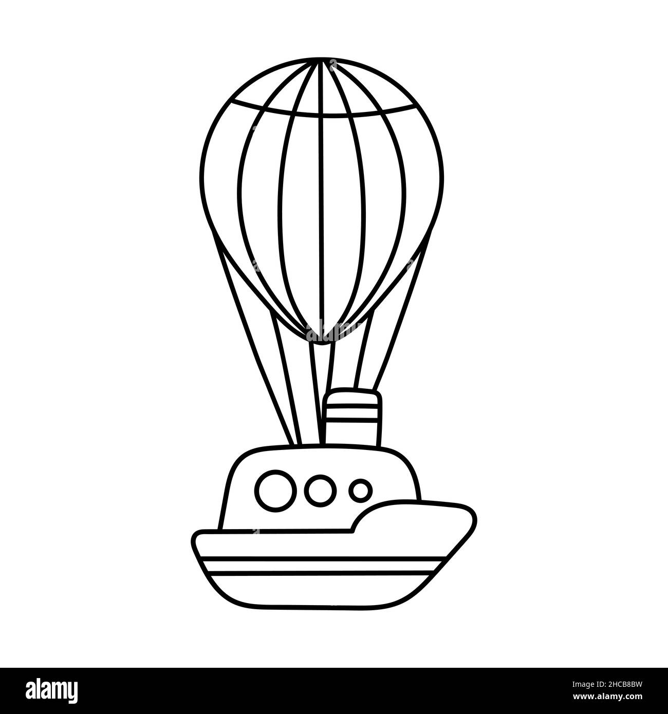 vector drawing of a hot air balloon boat, a flying boat Stock Vector ...