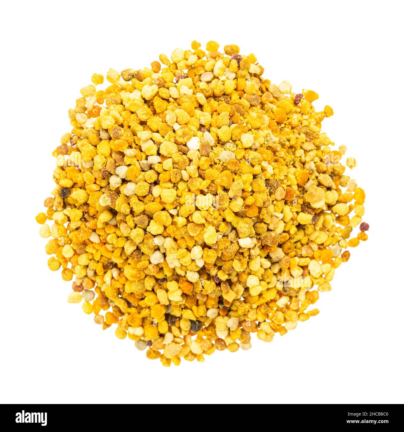 top view of pile of natural bee pollen isolated on white background ...