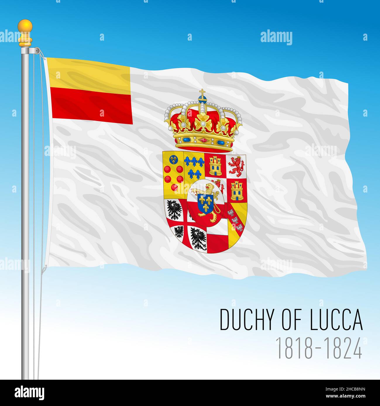 Duchy of Lucca historical flag, Italy, 1818 - 1824, vector illustration ...