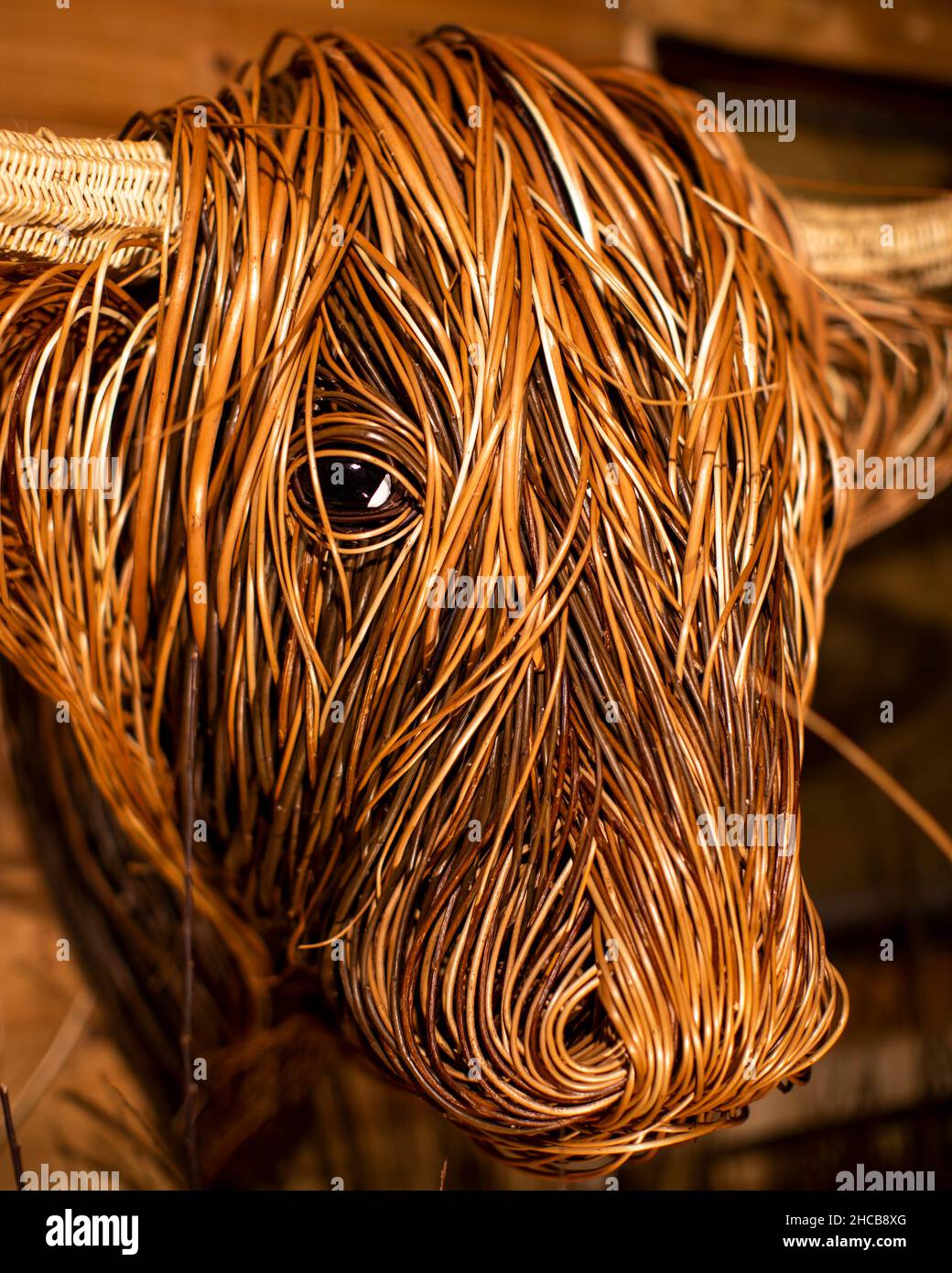 A distinctive animal head sculpture made by willow weaver Bob Johnston ...