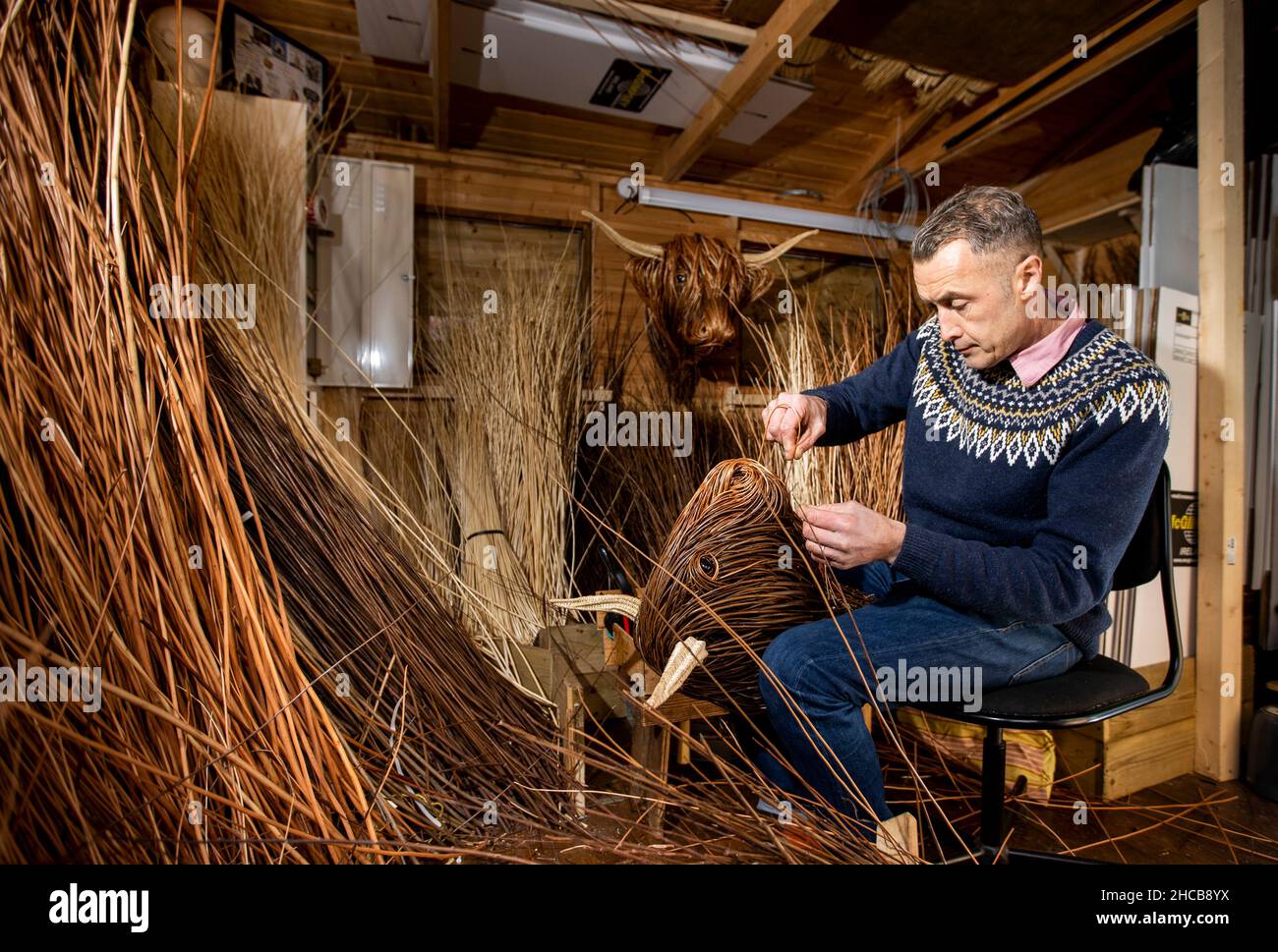 Willow weaver Bob Johnston from Bangor, Northern Ireland, whose ...