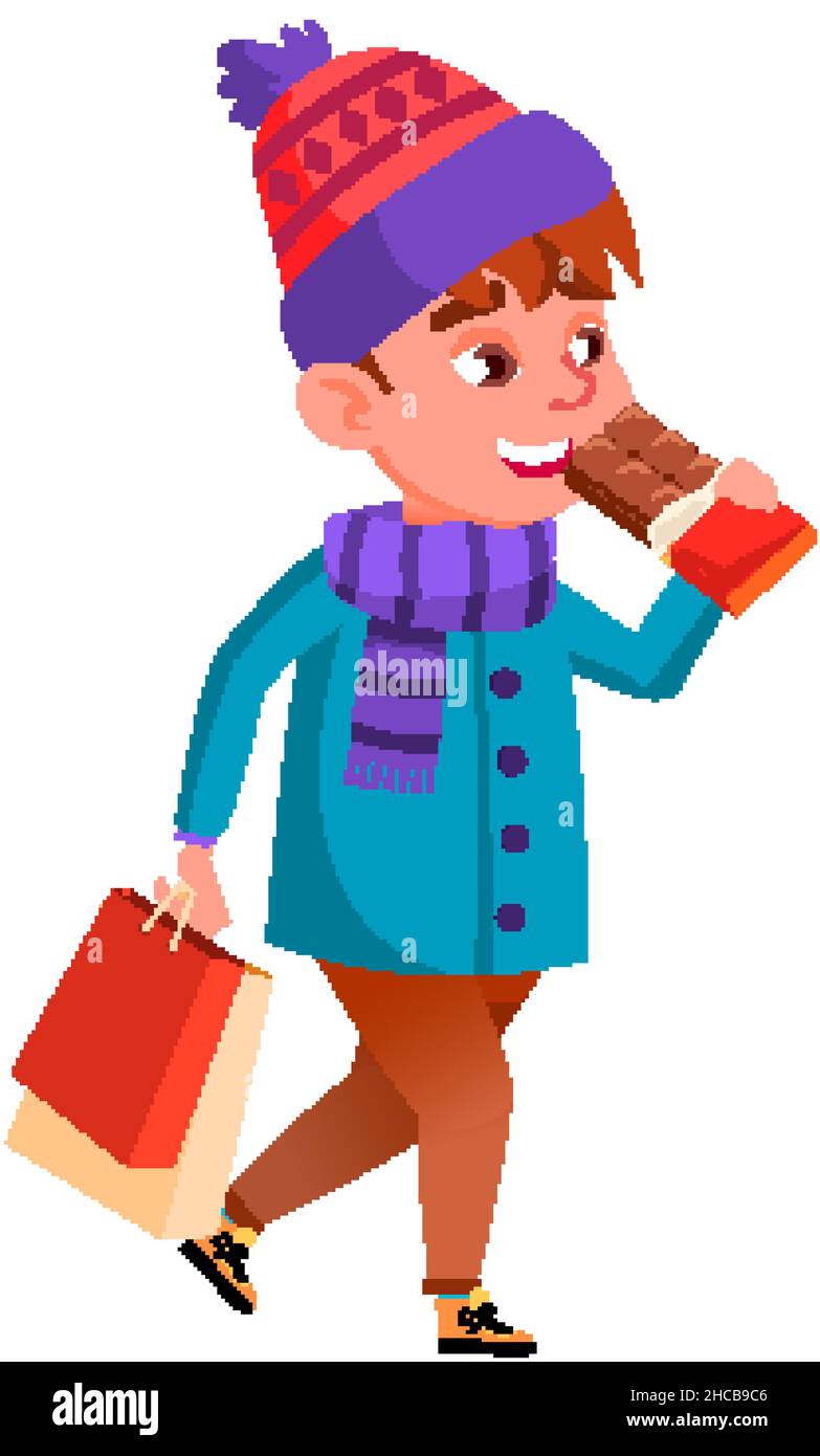 young boy eating sweets vector Stock Vector Image & Art - Alamy