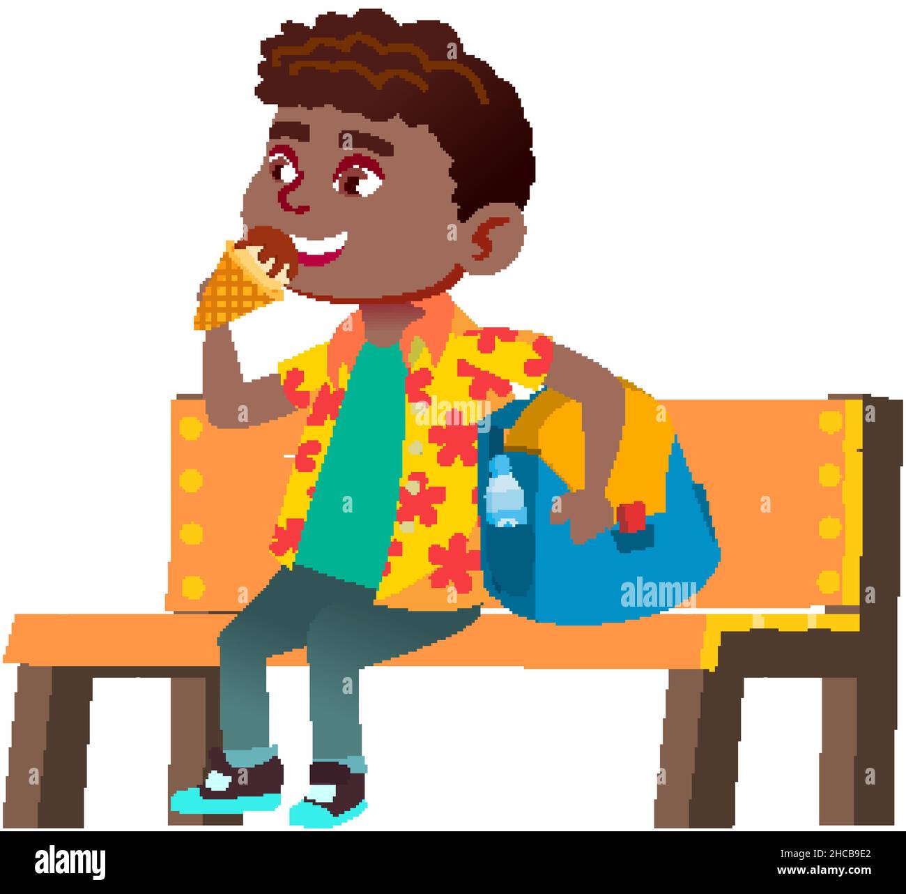 unhealthy boy eating sweets vector Stock Vector Image & Art - Alamy
