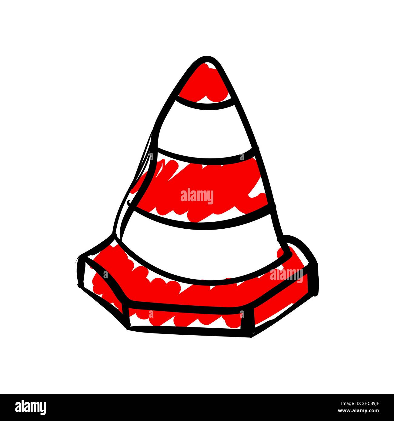 Isolated construction traffic cone icon vector, doodle Stock Vector ...