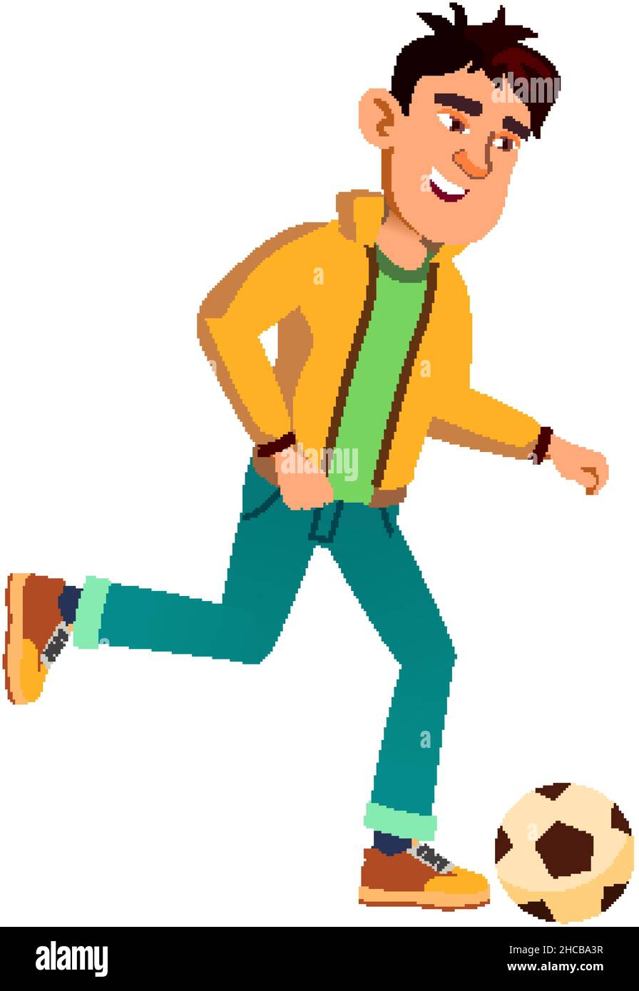 kid teen boy playing football vector Stock Vector Image & Art - Alamy