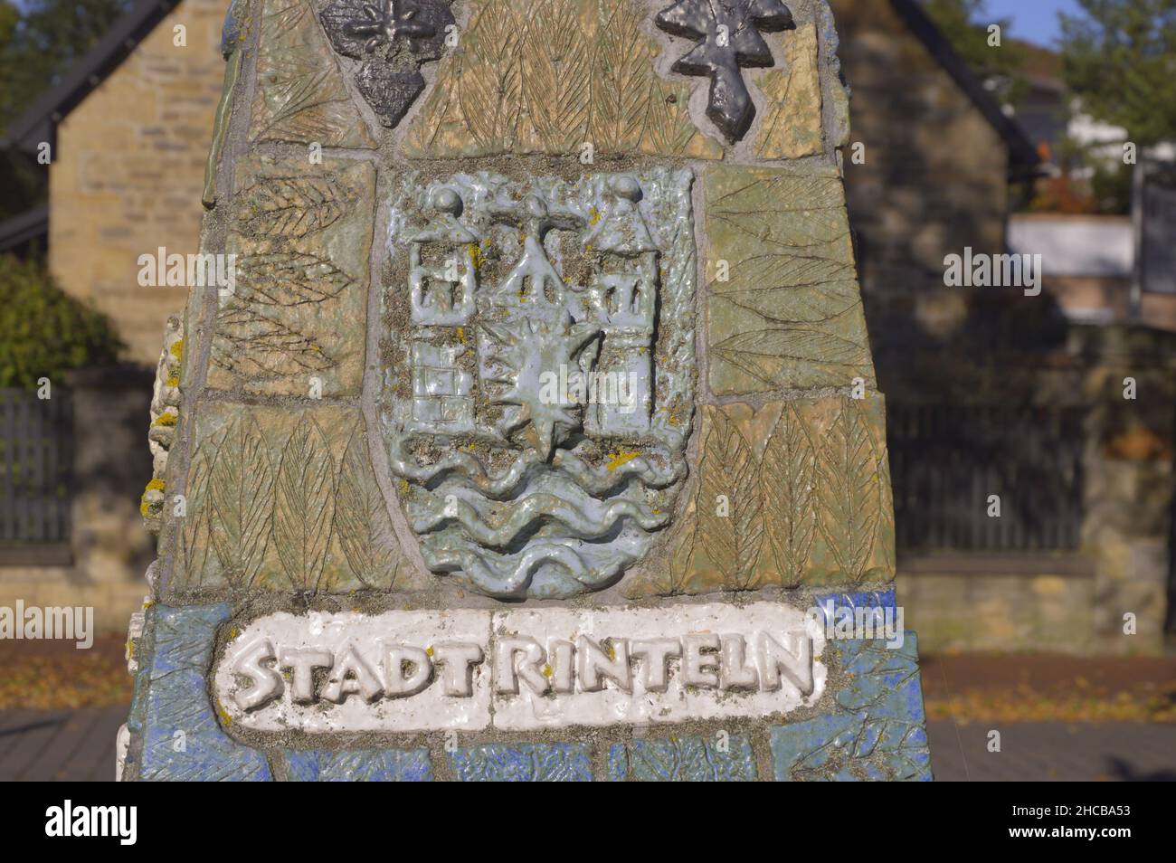Art object with the coat of arms of the city of Rinteln Stock Photo - Alamy