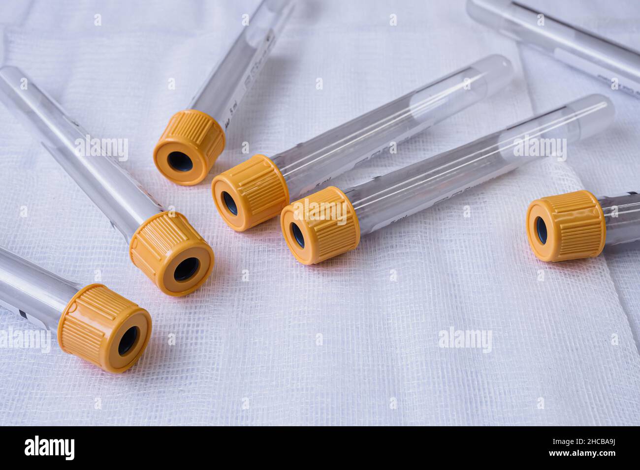 Plastic test tubes with caps for the collection of samples. Blood ...