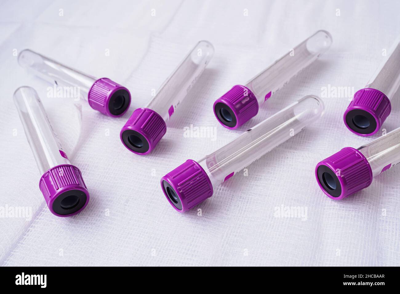 Plastic test tubes with caps for the collection of samples. Blood ...