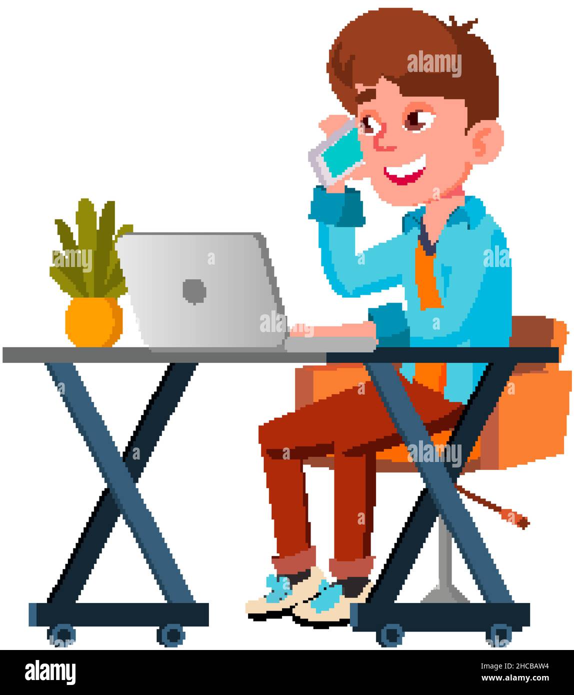 teen boy using talking smartphone vector Stock Vector Image & Art - Alamy