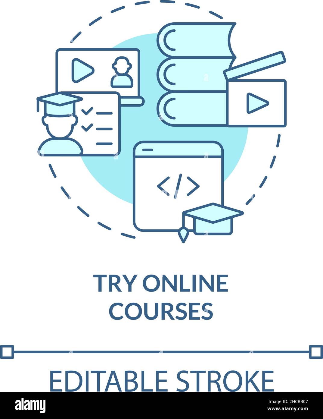 Try online courses turquoise concept icon Stock Vector Image & Art - Alamy
