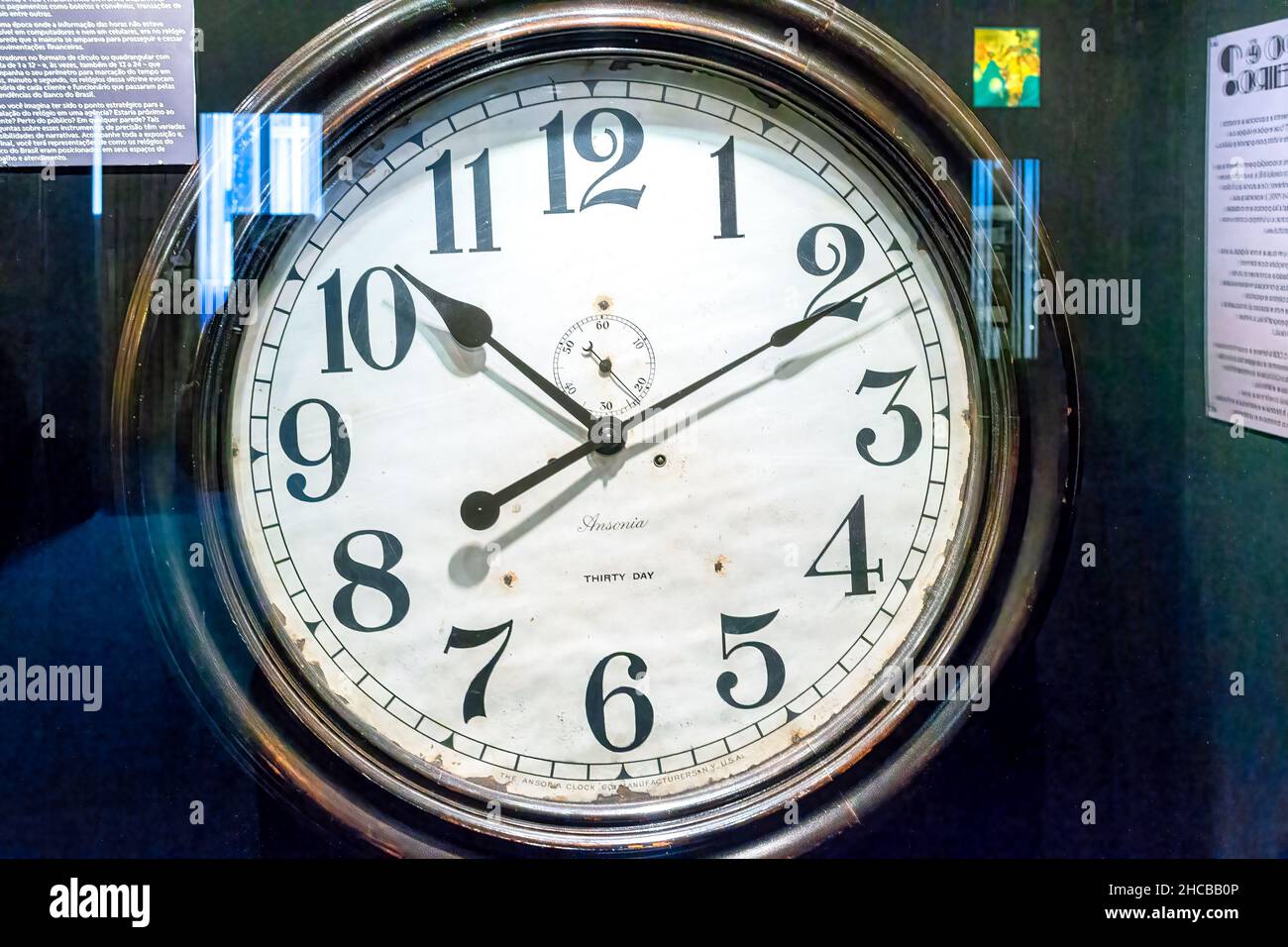 Antique clock in the section 'Time and Money' of the Museum 'Banco do ...