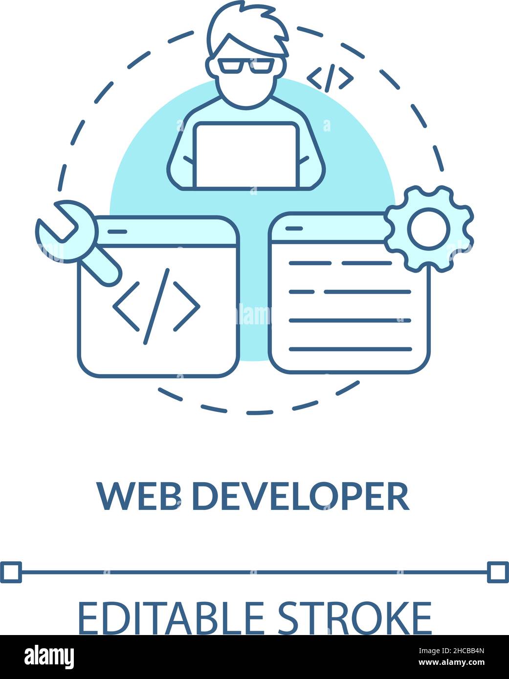 Web developer turquoise concept icon Stock Vector Image & Art - Alamy