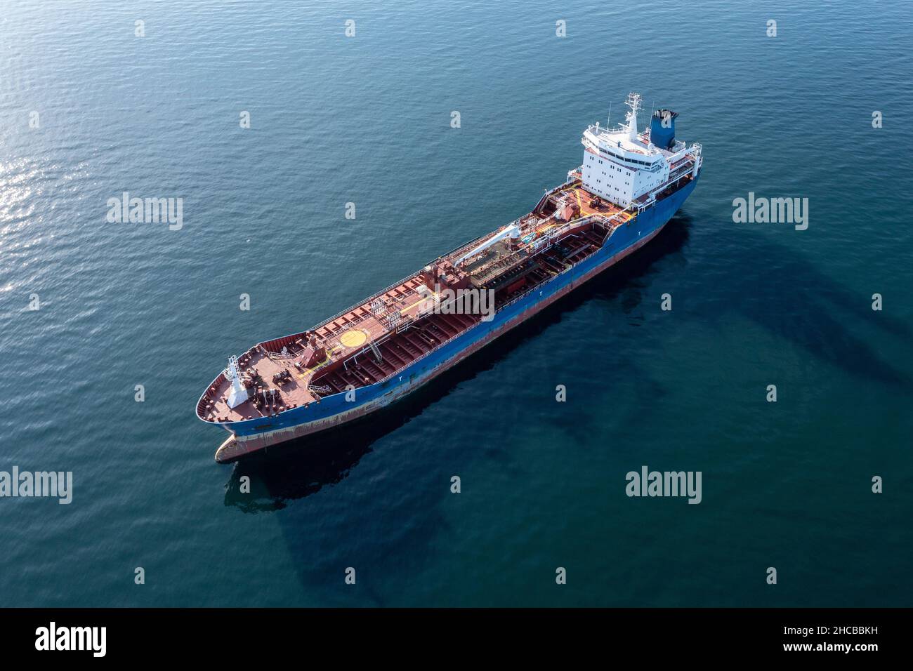 Top view of a marine tanker in the sea Stock Photo - Alamy