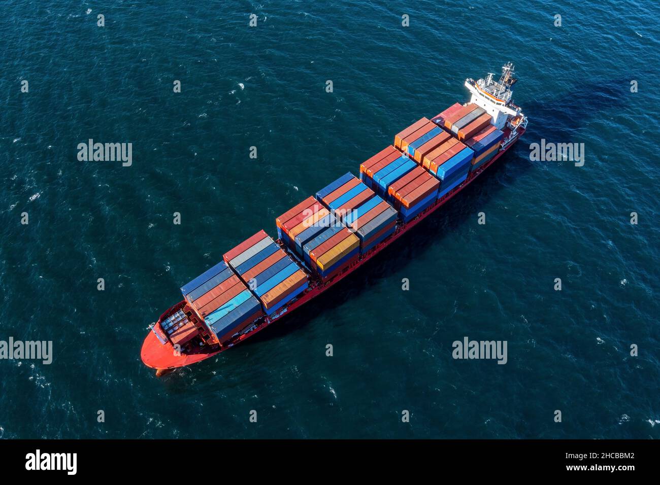 Top view of a container ship at sea Stock Photo - Alamy