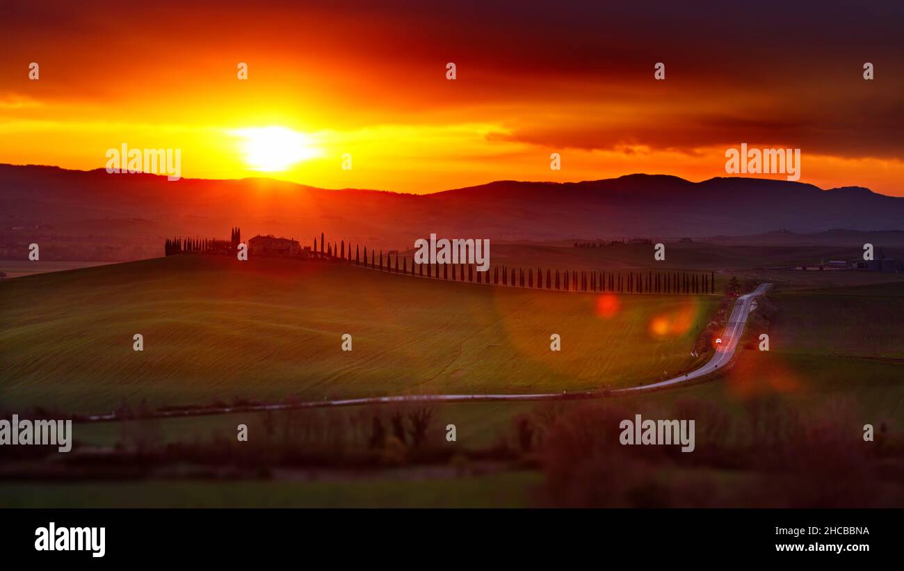 Landscape of hills covered in farm field crops during a breathtaking ...